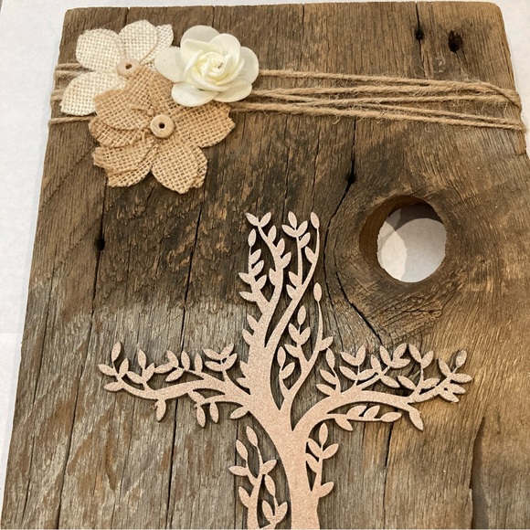 Wall Decor | Wooden Cross Tree Floral Wall Hanging Decor Sign ...
